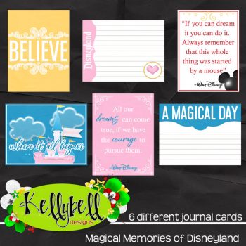 Magical Memories of Disneyland Journal Cards – Kellybell Designs