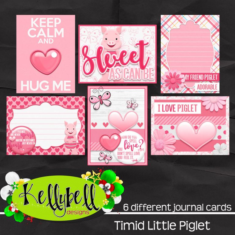 Timid Little Piglet Journal Cards - Kellybell Designs