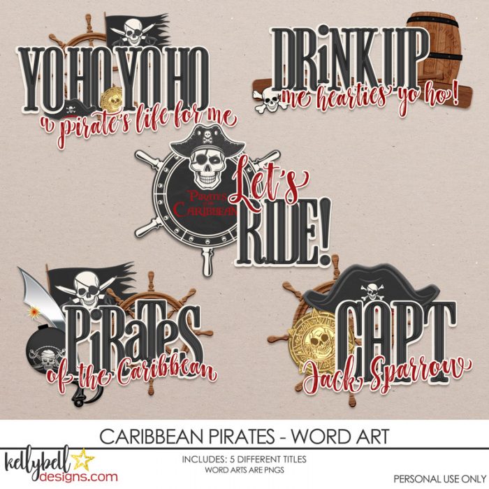 Caribbean Pirates Word Art - Kellybell Designs