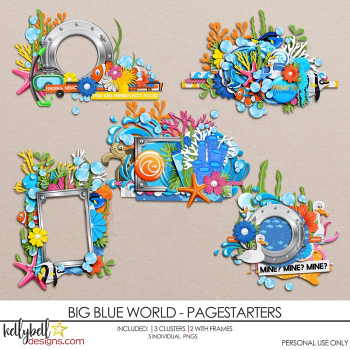 Big Blue World Page Starters - Kellybell Designs