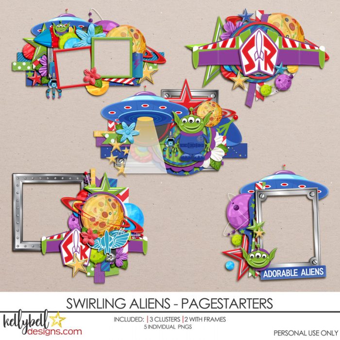 Swirling Aliens Page Starters – Kellybell Designs
