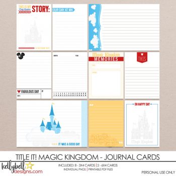 Title It! Magic Kingdom Journal Cards - Kellybell Designs