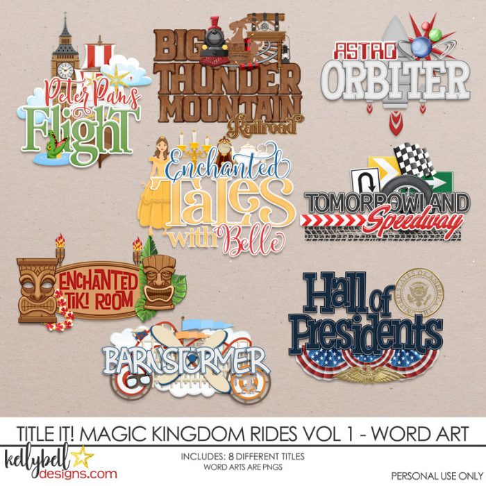 Title It! Magic Kingdom Rides Vol 1 Word Art - Kellybell Designs