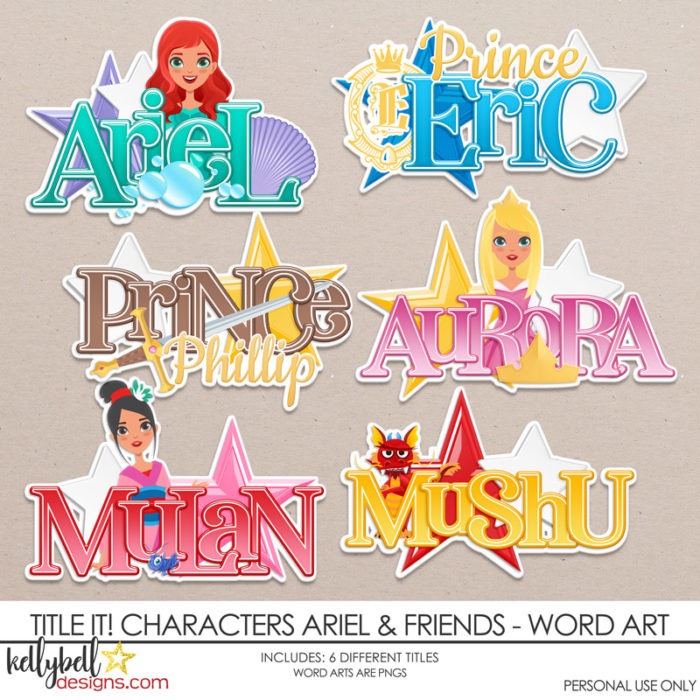 Title It! Characters Ariel & Friends Word Art – Kellybell Designs