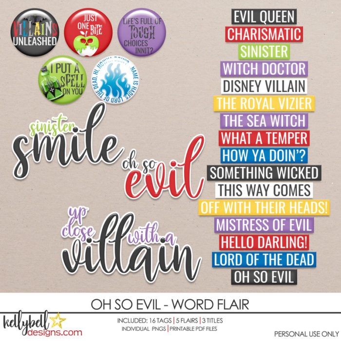 Oh So Evil Word Flair - Kellybell Designs