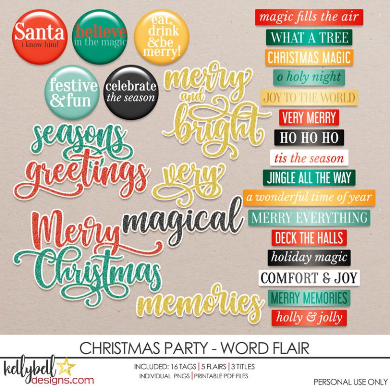 Christmas Party Word Flair – Kellybell Designs