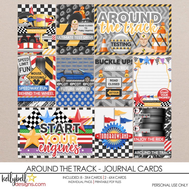 Around The Track Journal Cards - Kellybell Designs