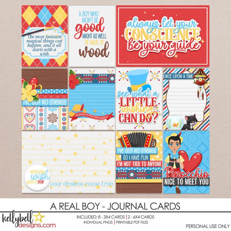 A Real Boy Journal Cards - Kellybell Designs