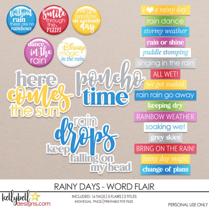 Rainy Days Word Flair - Kellybell Designs