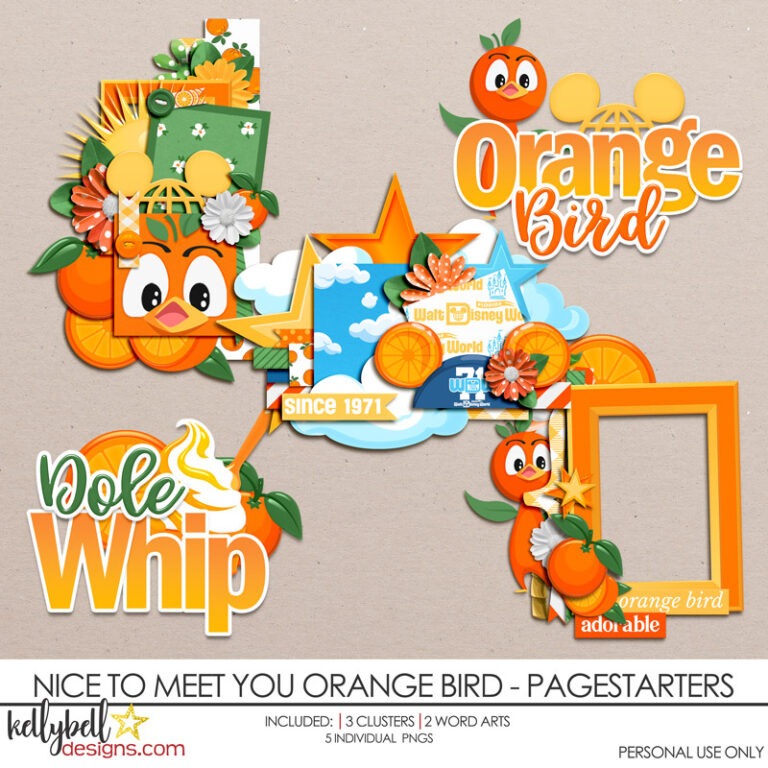 Nice to Meet You Orange Bird Page Starters - Kellybell Designs