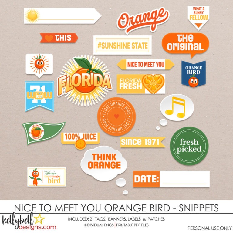Nice to Meet You Orange Bird Snippets - Kellybell Designs