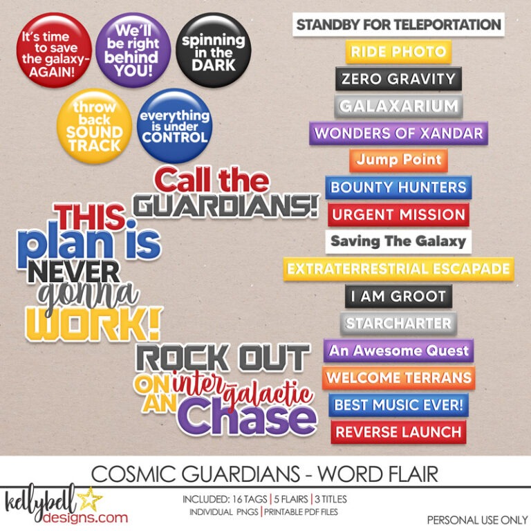 Cosmic Guardians Word Flair - Kellybell Designs