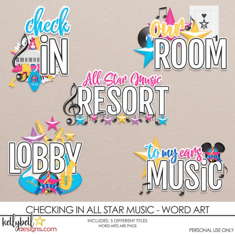 Checking In All Star Music Word Art - Kellybell Designs