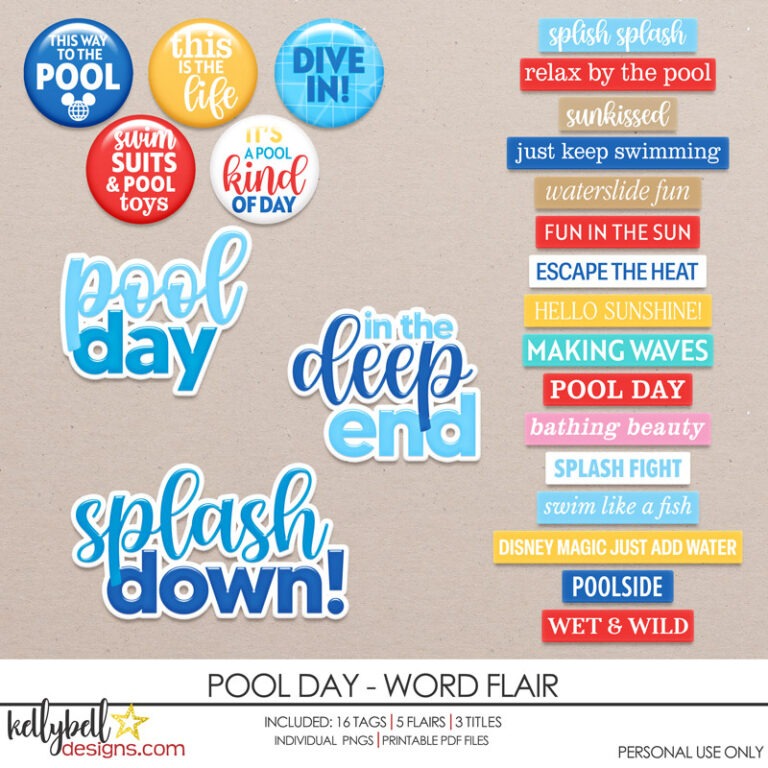 Pool Day Word Flair - Kellybell Designs
