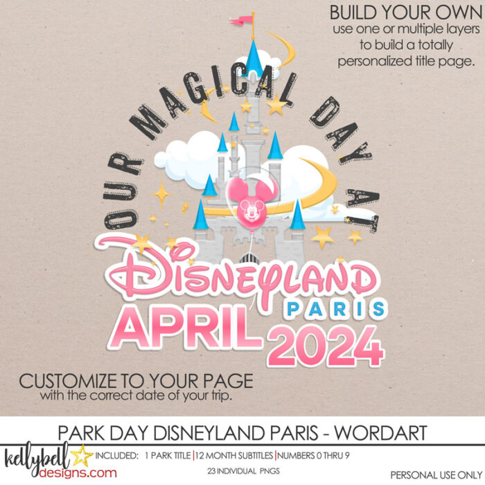 Park Day Disneyland Paris Word Art - Kellybell Designs