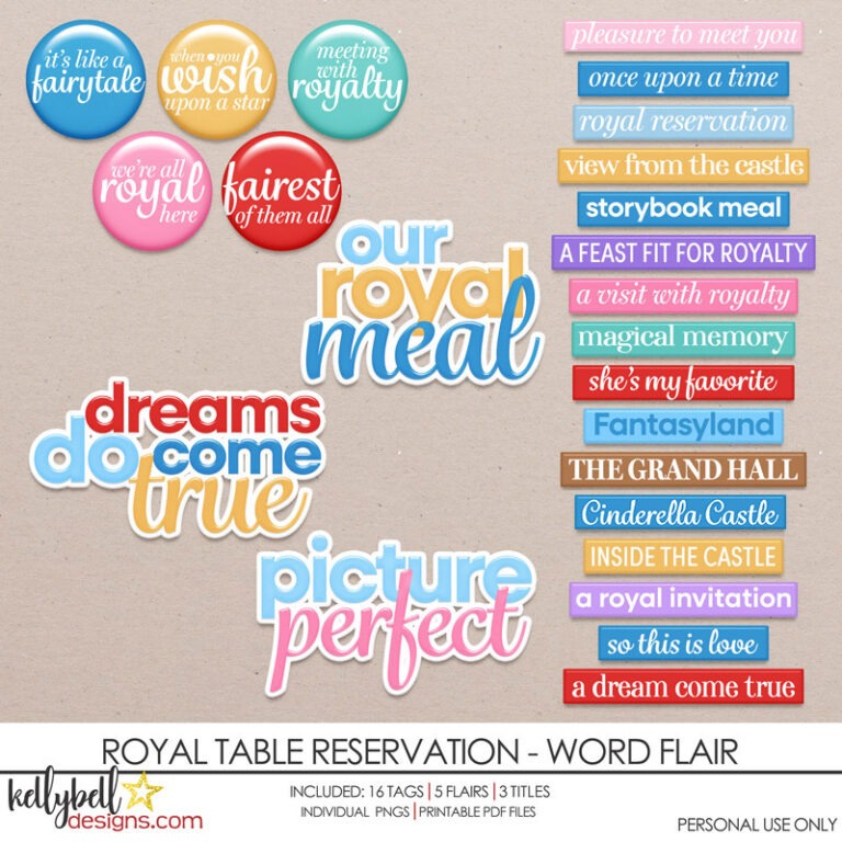 Royal Table Reservation Word Flair - Kellybell Designs