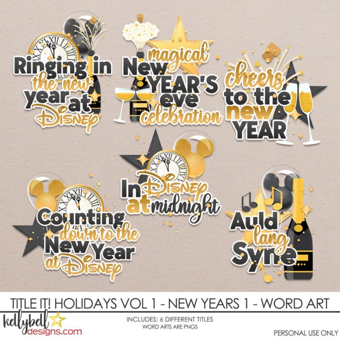 Title It! Holidays Vol 1 New Years 1 Word Art - Kellybell Designs