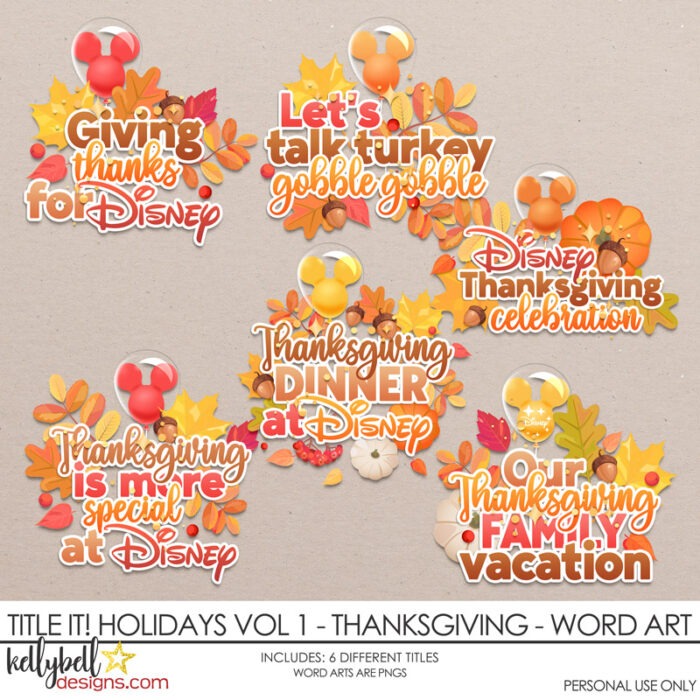 Title It! Holidays Vol 1 Thanksgiving Word Art - Kellybell Designs