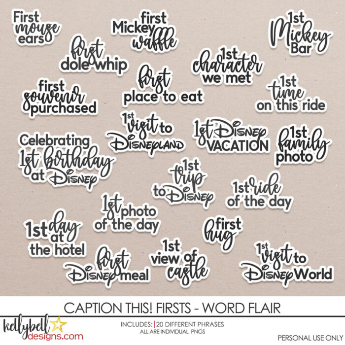 Caption This! Firsts Word Flair – Kellybell Designs