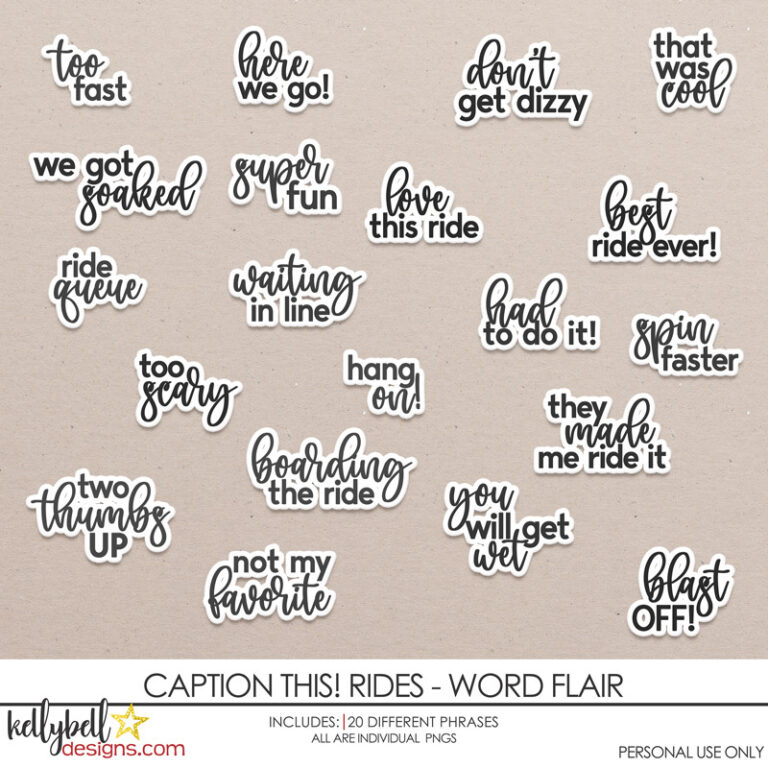 Caption This! Rides Word Flair - Kellybell Designs