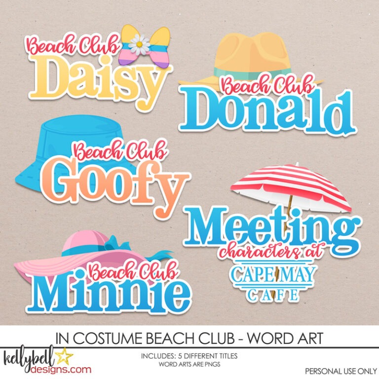 In Costume Beach Club Word Art – Kellybell Designs